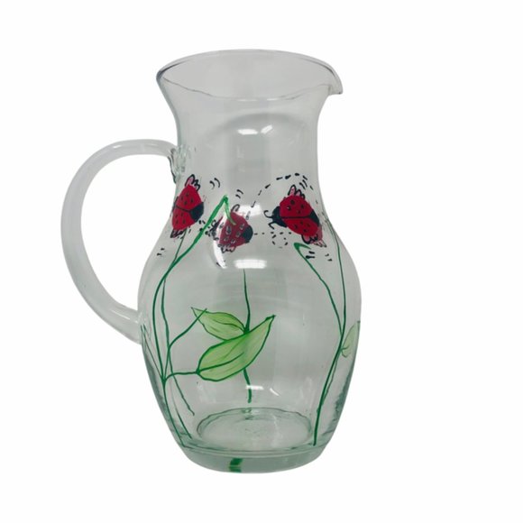 Kitchen | Vintage Handpainted Glass Pitcher Ladybug Theme | Poshmark